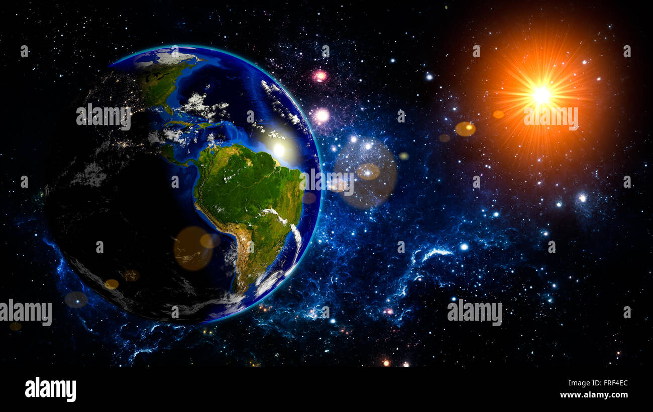 Earth Planet Solar System space isolated illustration Stock Photo - Alamy