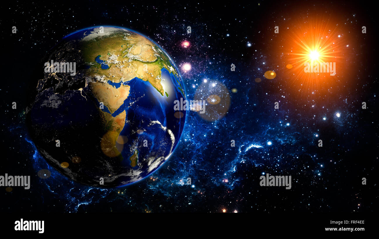 Earth Planet Solar System space isolated illustration Stock Photo - Alamy