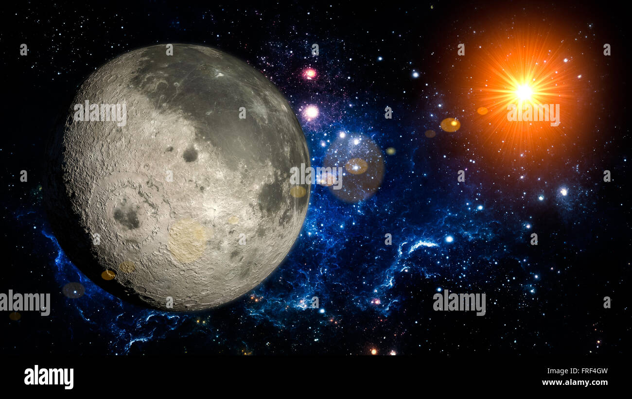 Moon Planet Solar System space isolated illustration Stock Photo - Alamy