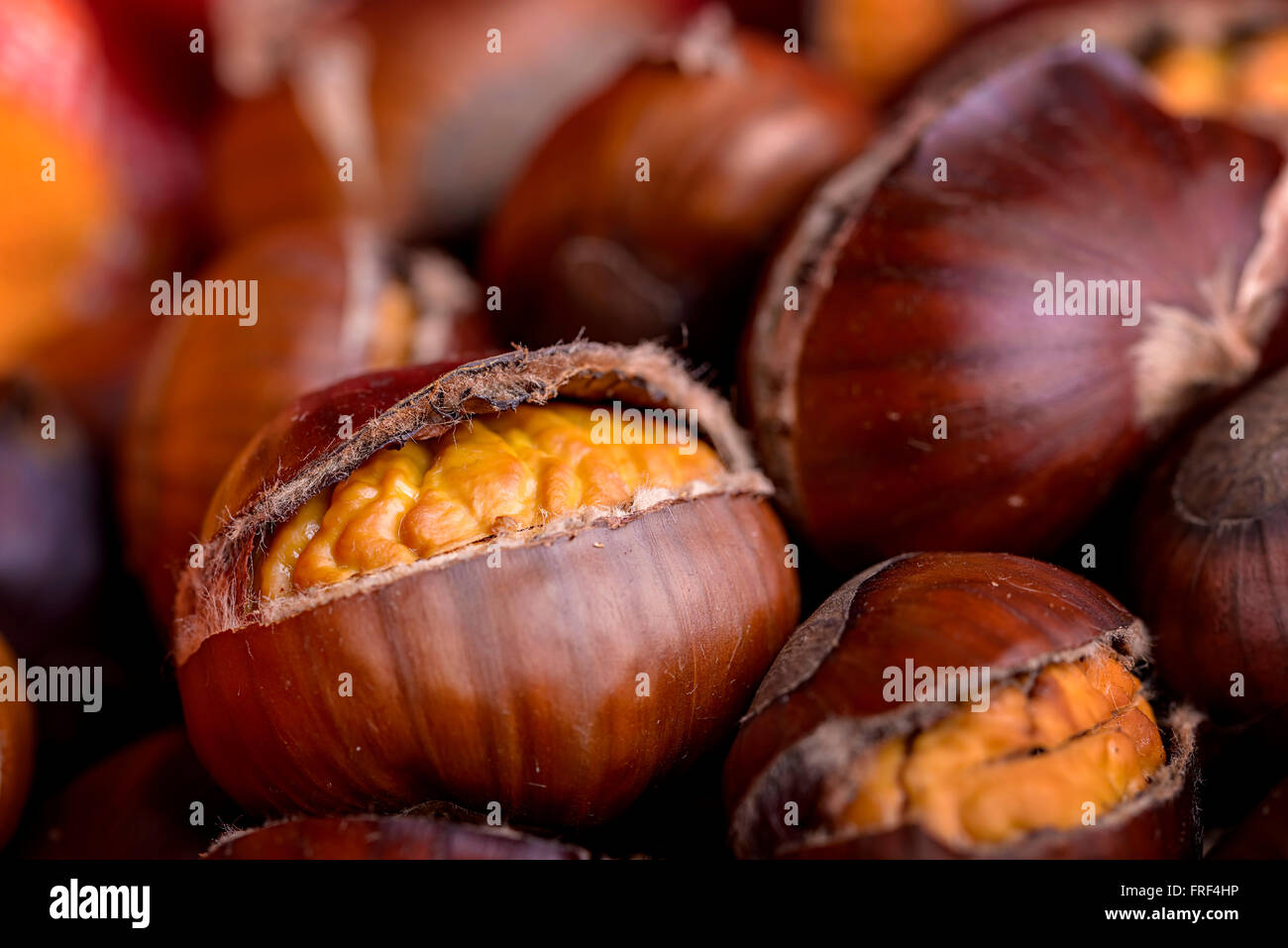 macro roasted chestnut for food background Stock Photo - Alamy