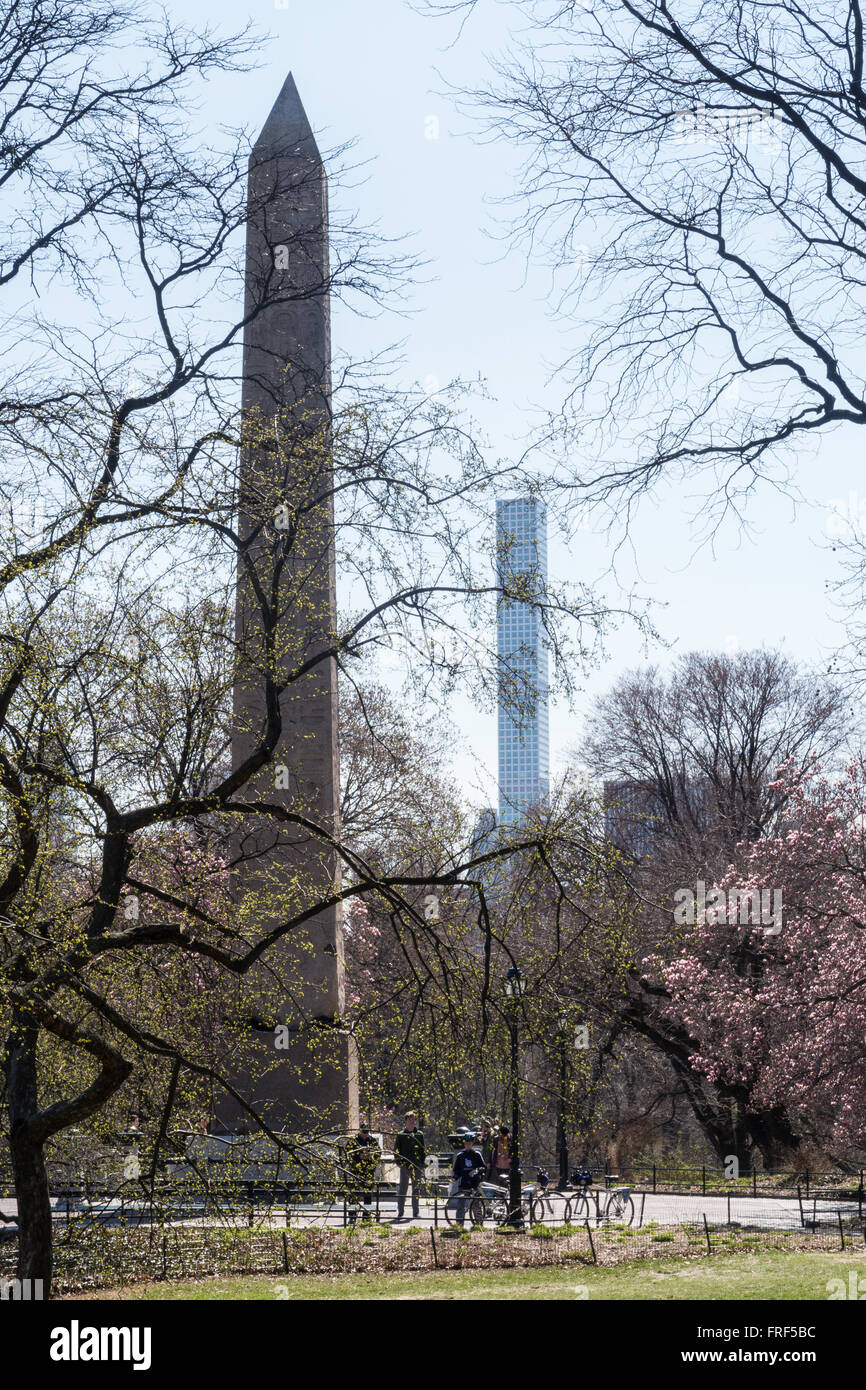 Cleopatra's Needle Obelisk in Central Park with new Skyscraper at 432 ...