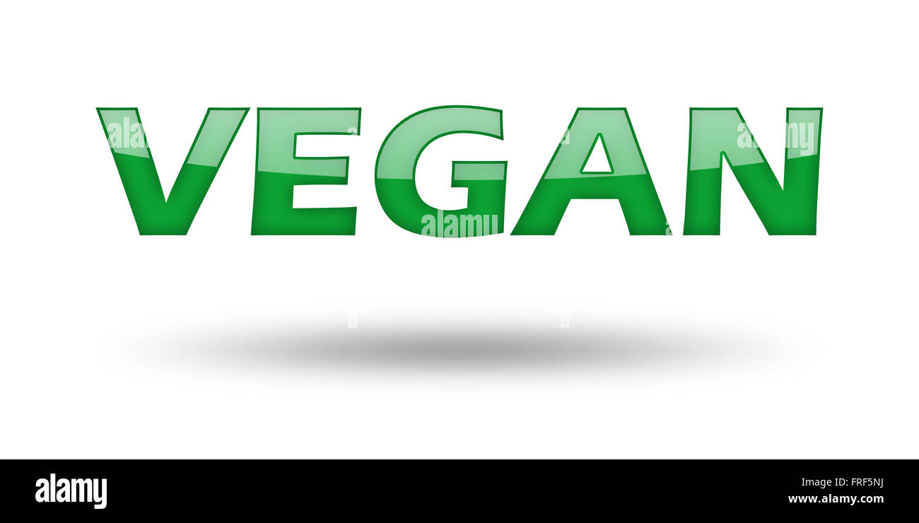 Word Vegan with green letters and shadow Stock Photo - Alamy