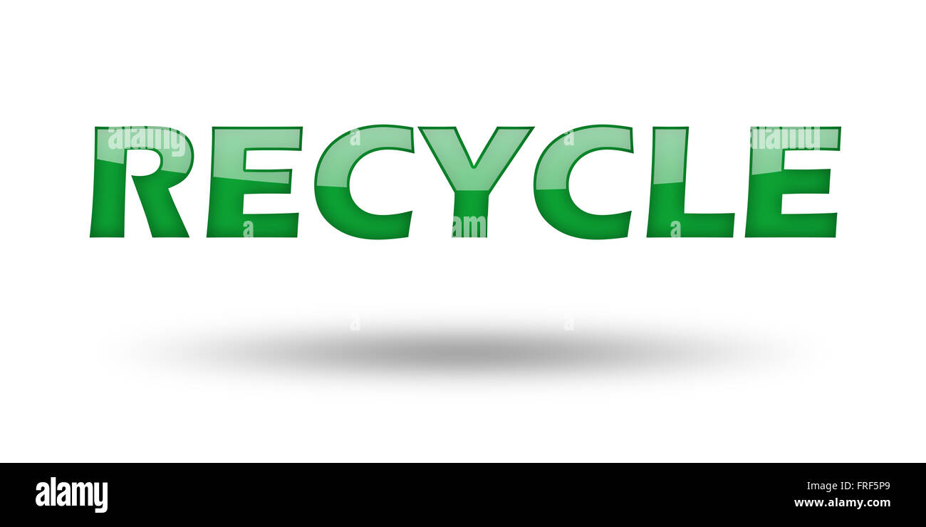 Word Recycle with green letters and shadow Stock Photo - Alamy