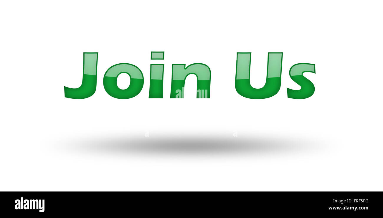 Words Join Us with green letters and shadow Stock Photo - Alamy