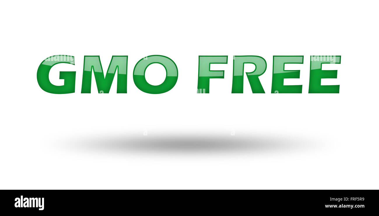 Words GMO Free with green letters and shadow Stock Photo - Alamy