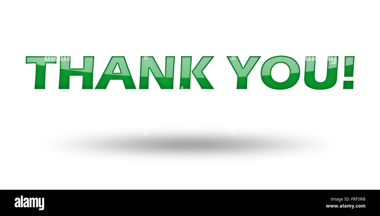 Phrase Thank you with green letters and shadow Stock Photo - Alamy