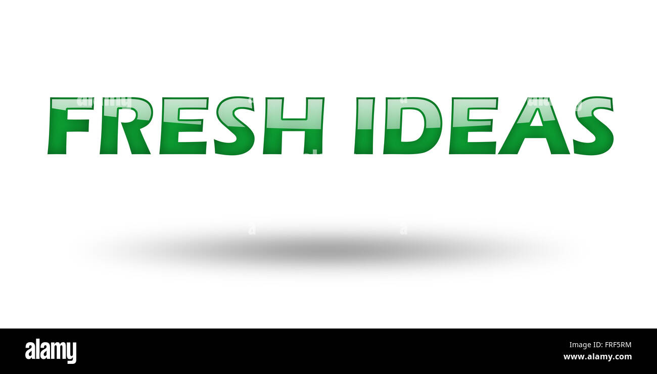 Text Fresh Ideas with green letters and shadow Stock Photo - Alamy