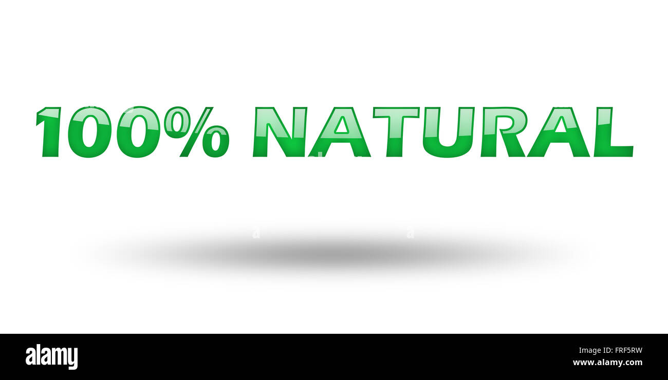 Text 100 percent natural with green letters and shadow Stock Photo - Alamy