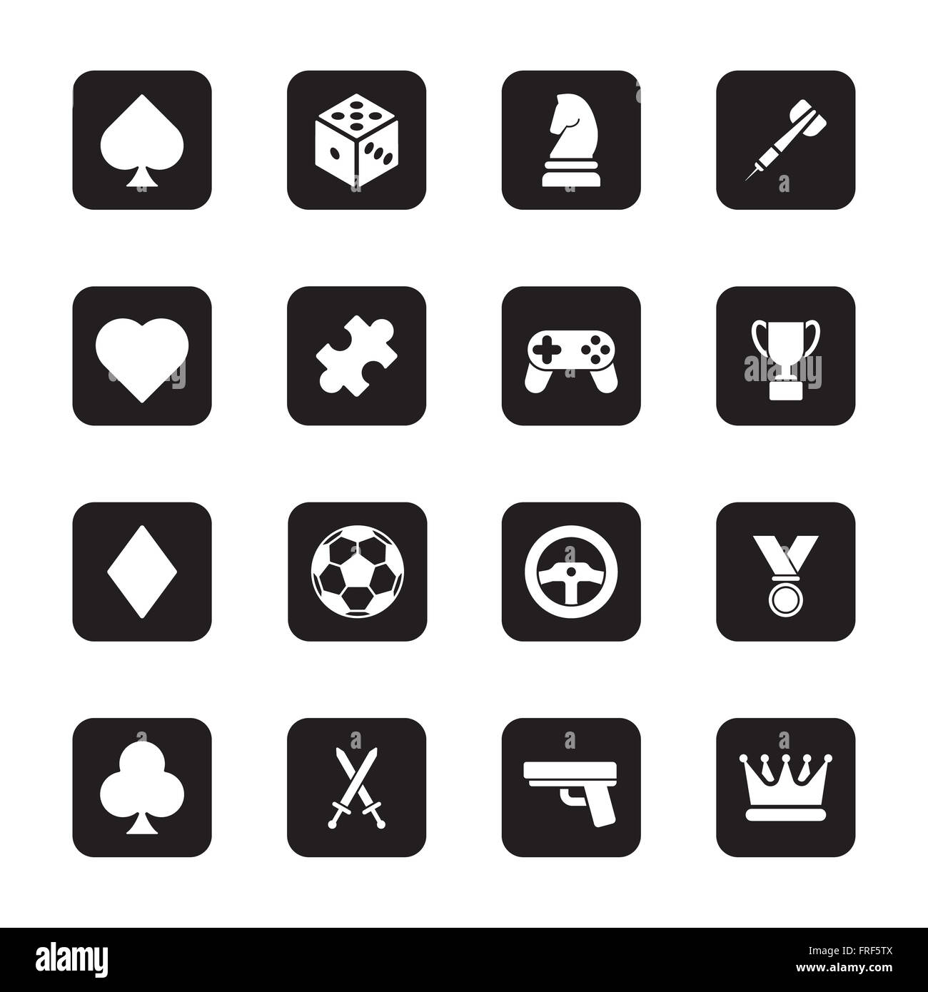 [JPEG] black flat game icon set on rounded rectangle for web, UI ...