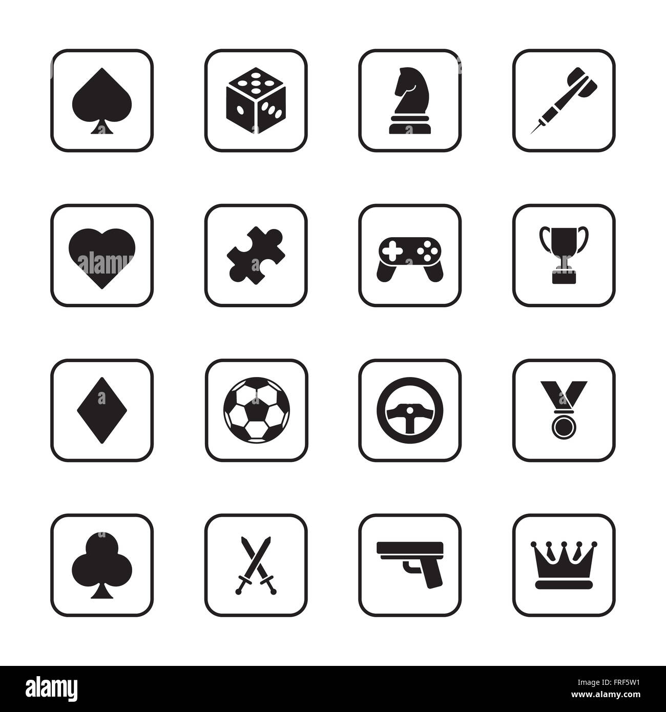 [JPEG] black flat game icon set with rounded rectangle frame for web ...