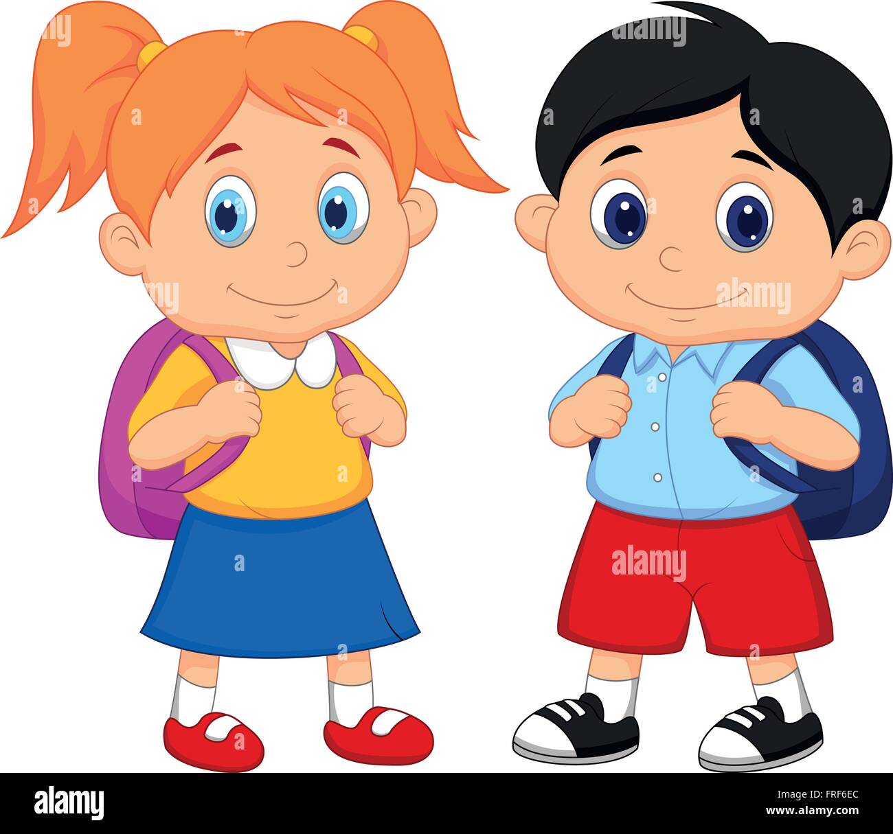 Boy and girl with backpacks Stock Vector Image & Art - Alamy