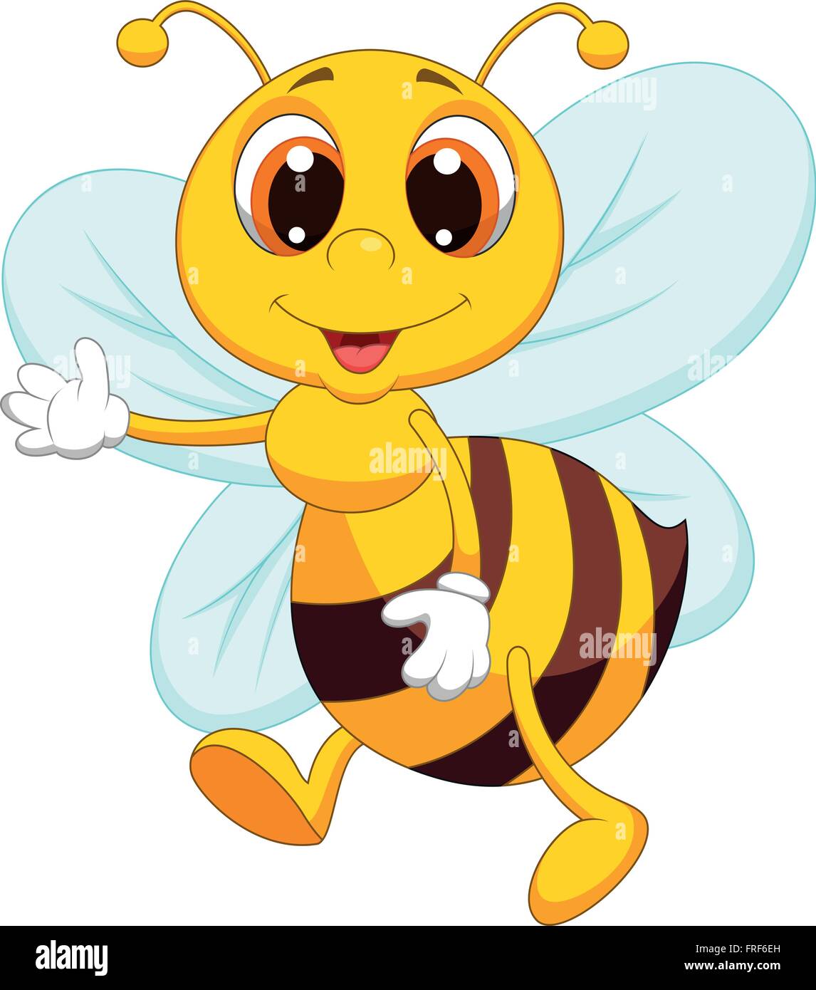 Cute bee cartoon waving Stock Vector Image & Art - Alamy
