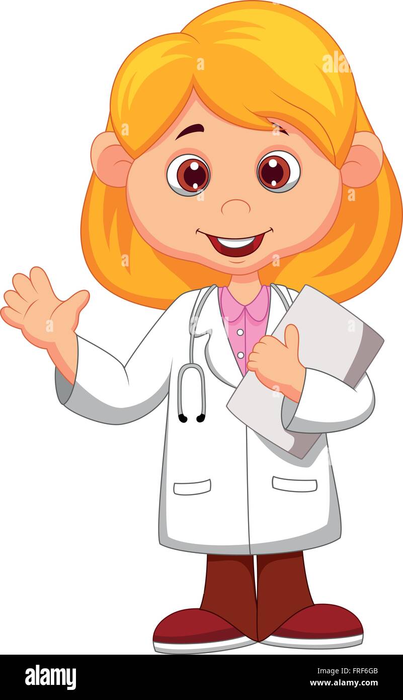 Cute little female doctor waving hand Stock Vector Image & Art - Alamy