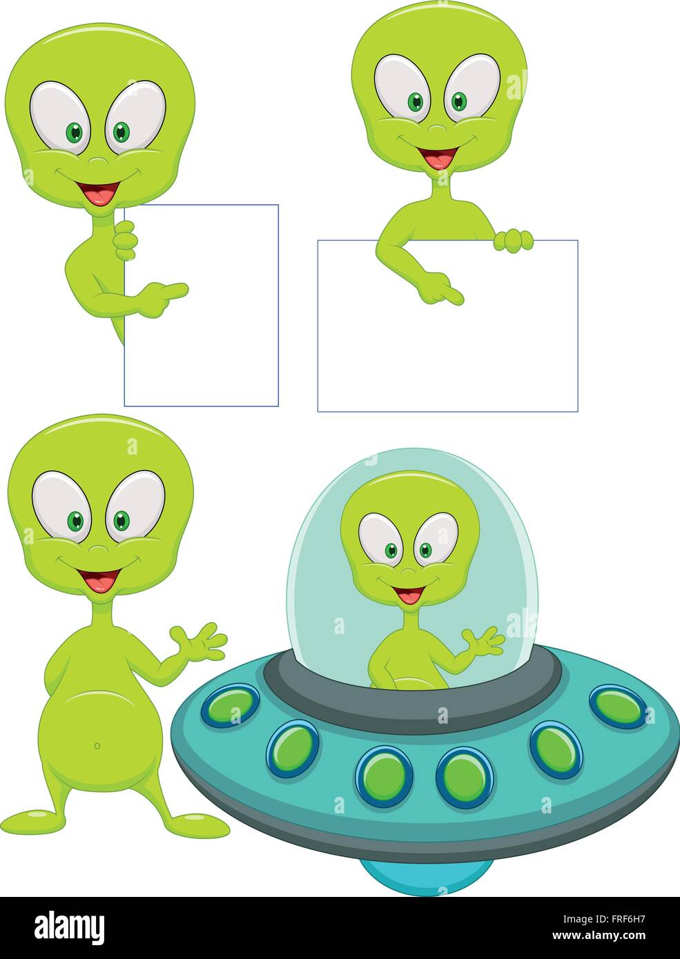 Cute green alien cartoon collection set Stock Vector Image & Art - Alamy