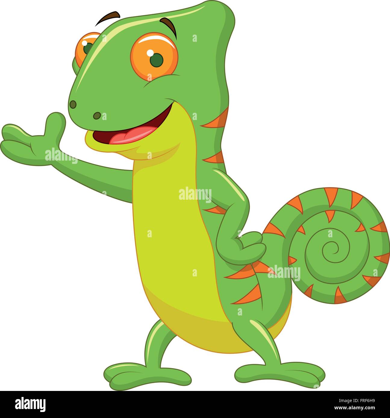 Cartoon cute chameleon waving hand hi-res stock photography and images ...