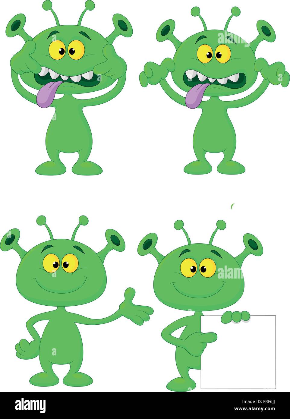 Cute green alien cartoon collection set Stock Vector Image & Art - Alamy