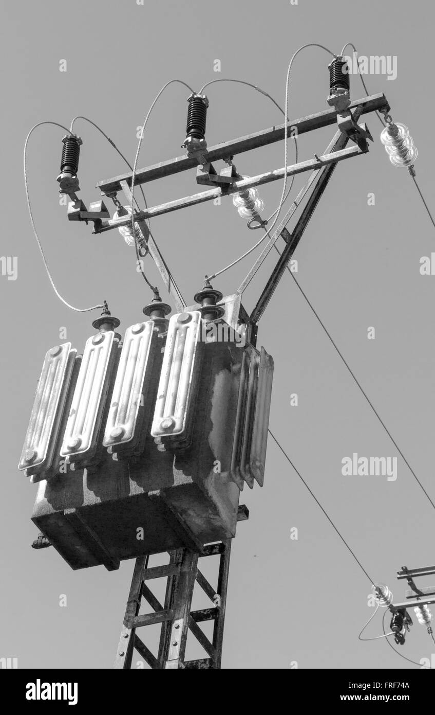 Old transformer tower Black and White Stock Photos & Images - Alamy