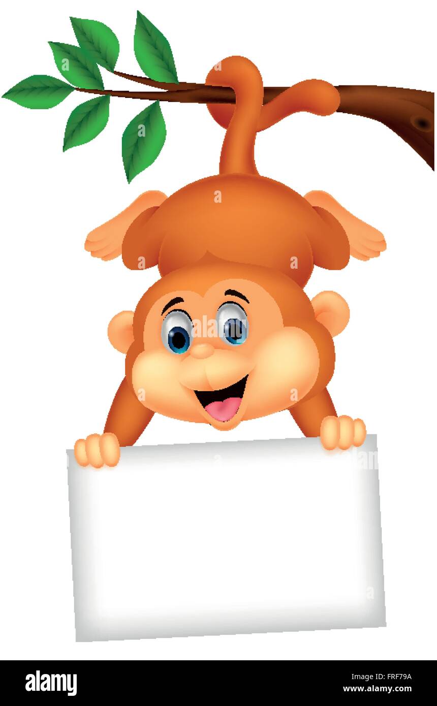 Cute monkey with blank sign Stock Vector Image & Art - Alamy