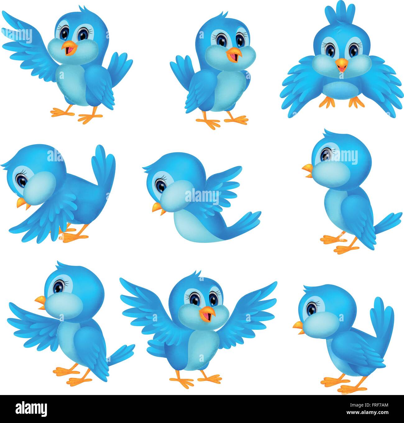 Cute blue bird cartoon Stock Vector Image & Art - Alamy