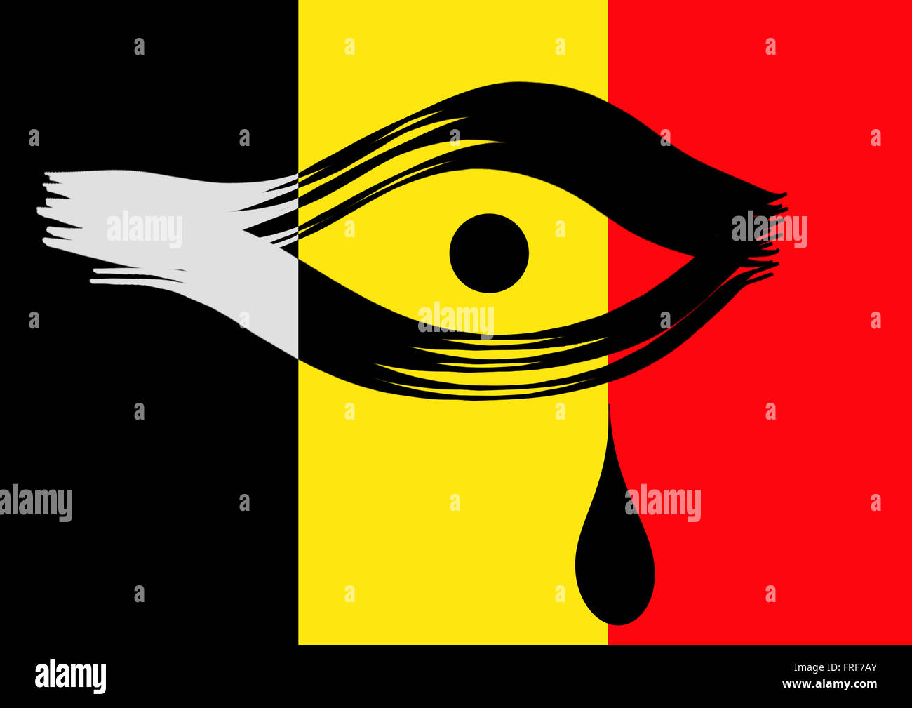 Eye crying a tear over the flag of Belgium Stock Photo - Alamy