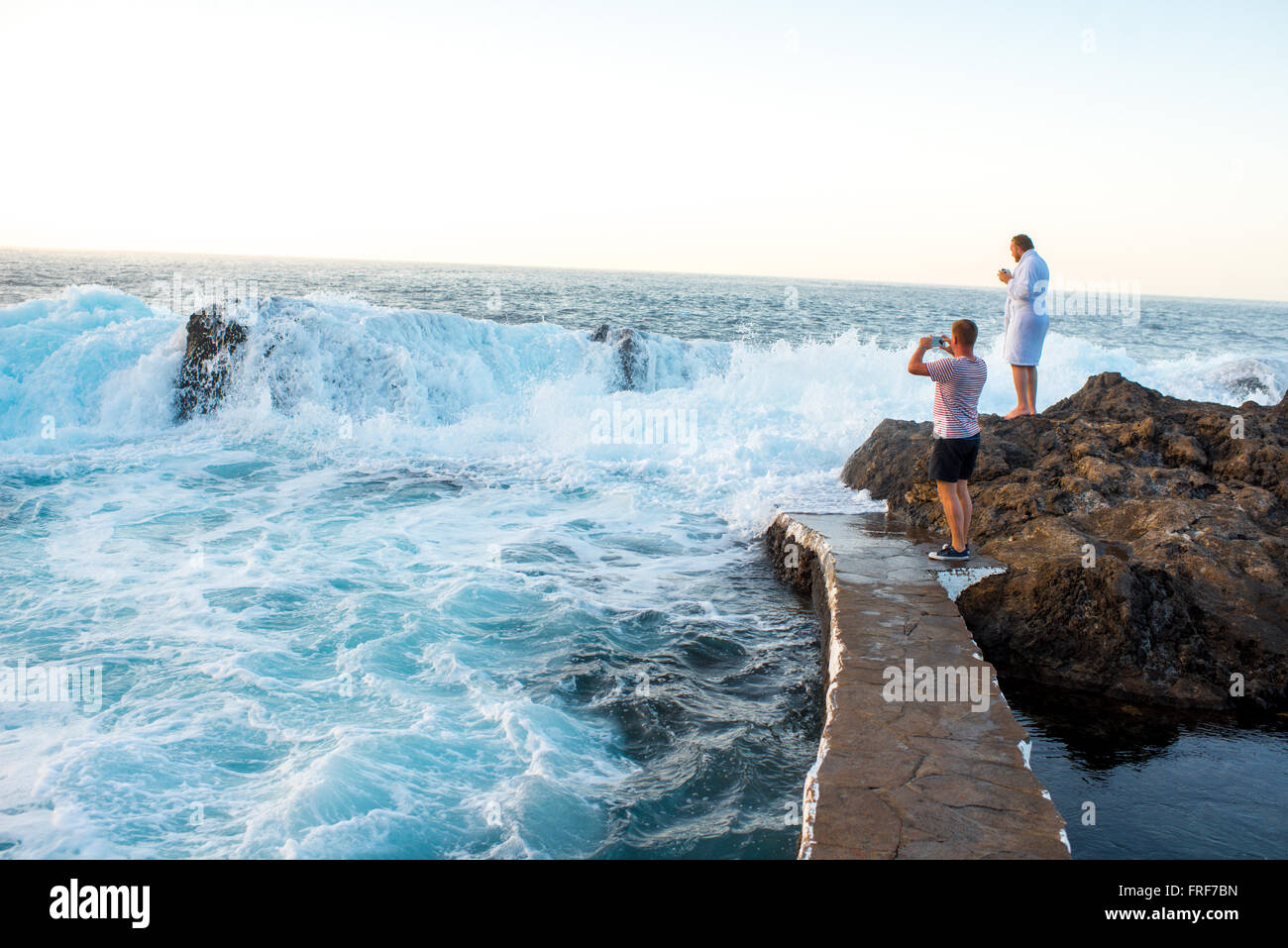 GARACHICO, TENERIFE island, SPAIN - DECEMBER 16, 2015: Natural volcanic ...