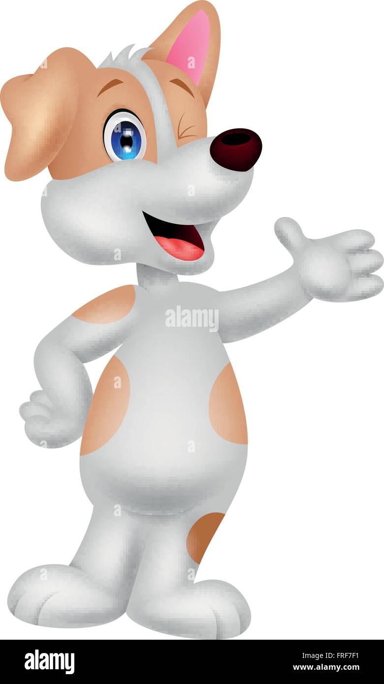 Cute dog cartoon waving hand Stock Vector Image & Art - Alamy