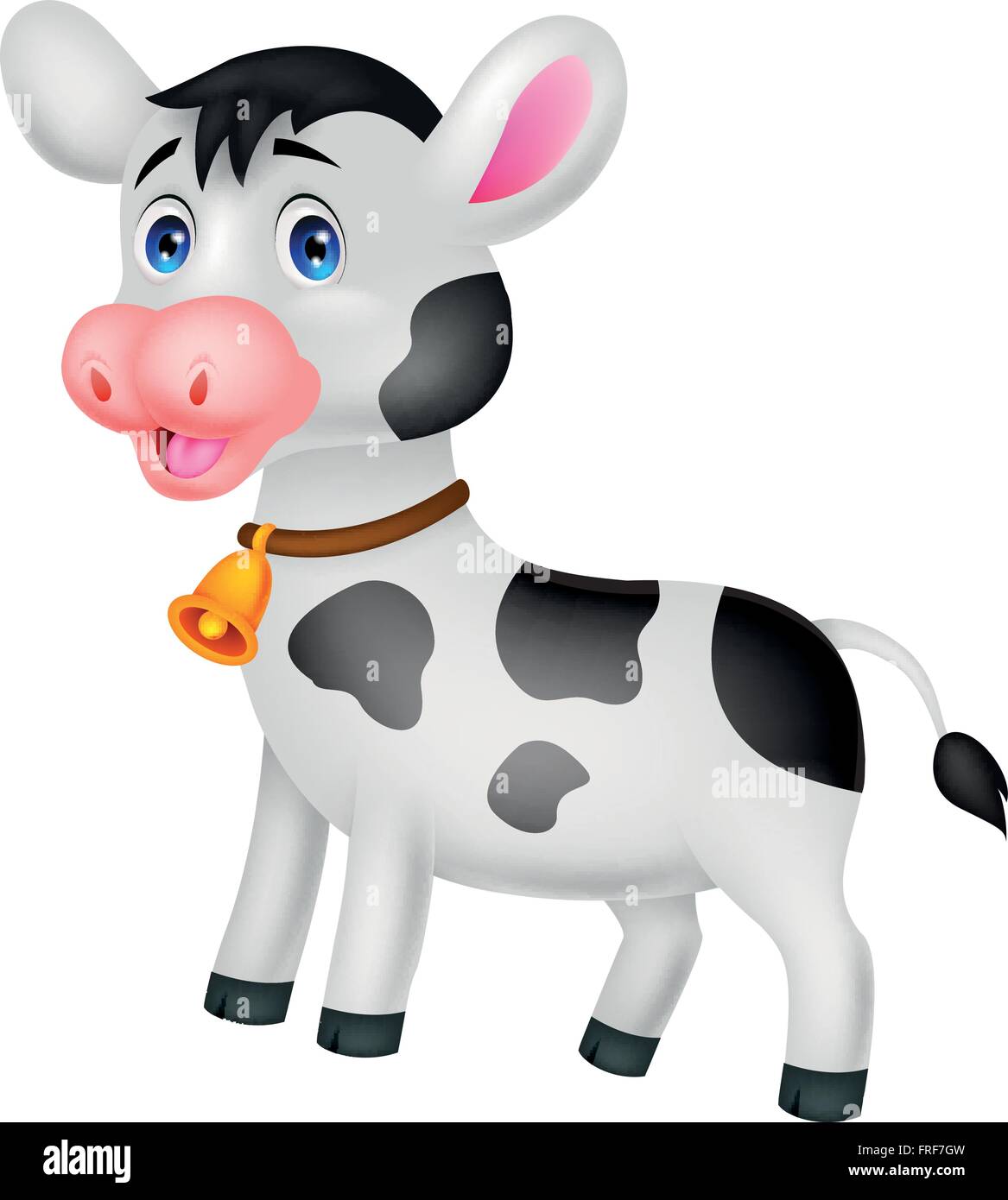 Cute young cow black Stock Vector Images - Alamy
