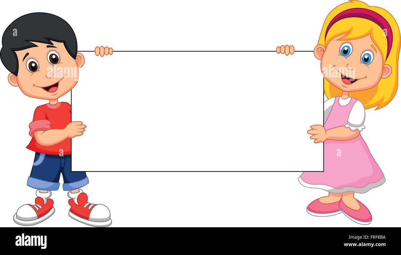 Kid cartoon with blank sign Stock Vector Image & Art - Alamy