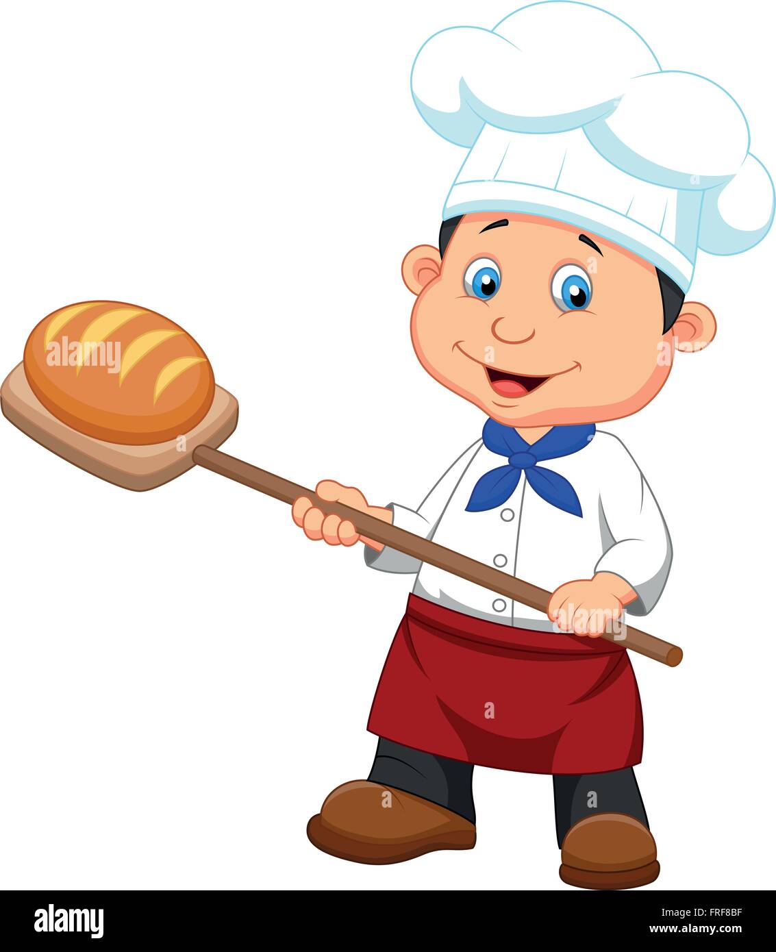 Cartoon baker holding bakery peel tool with bread Stock Vector Image ...