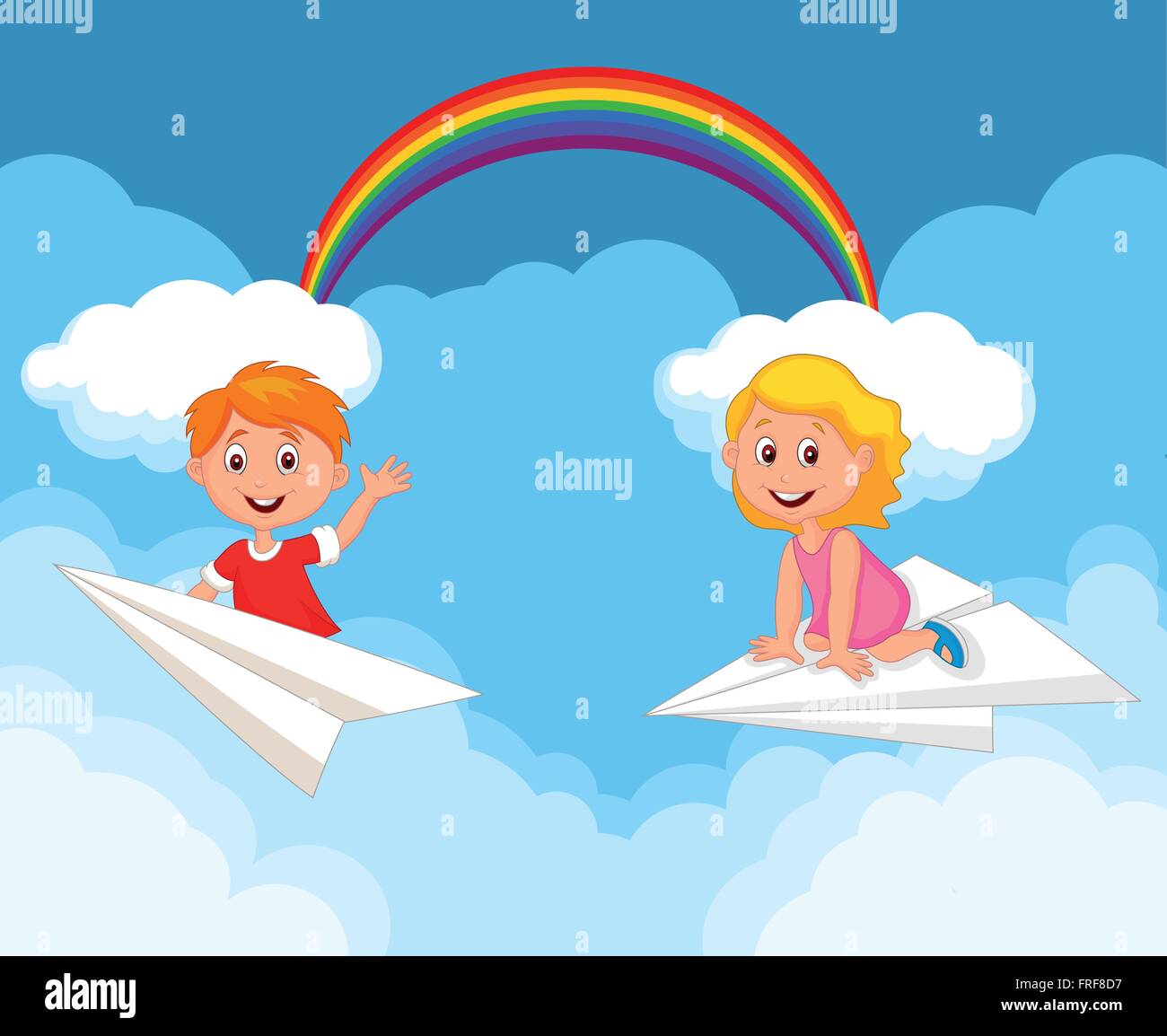 Happy child paper plane Stock Vector Images - Alamy