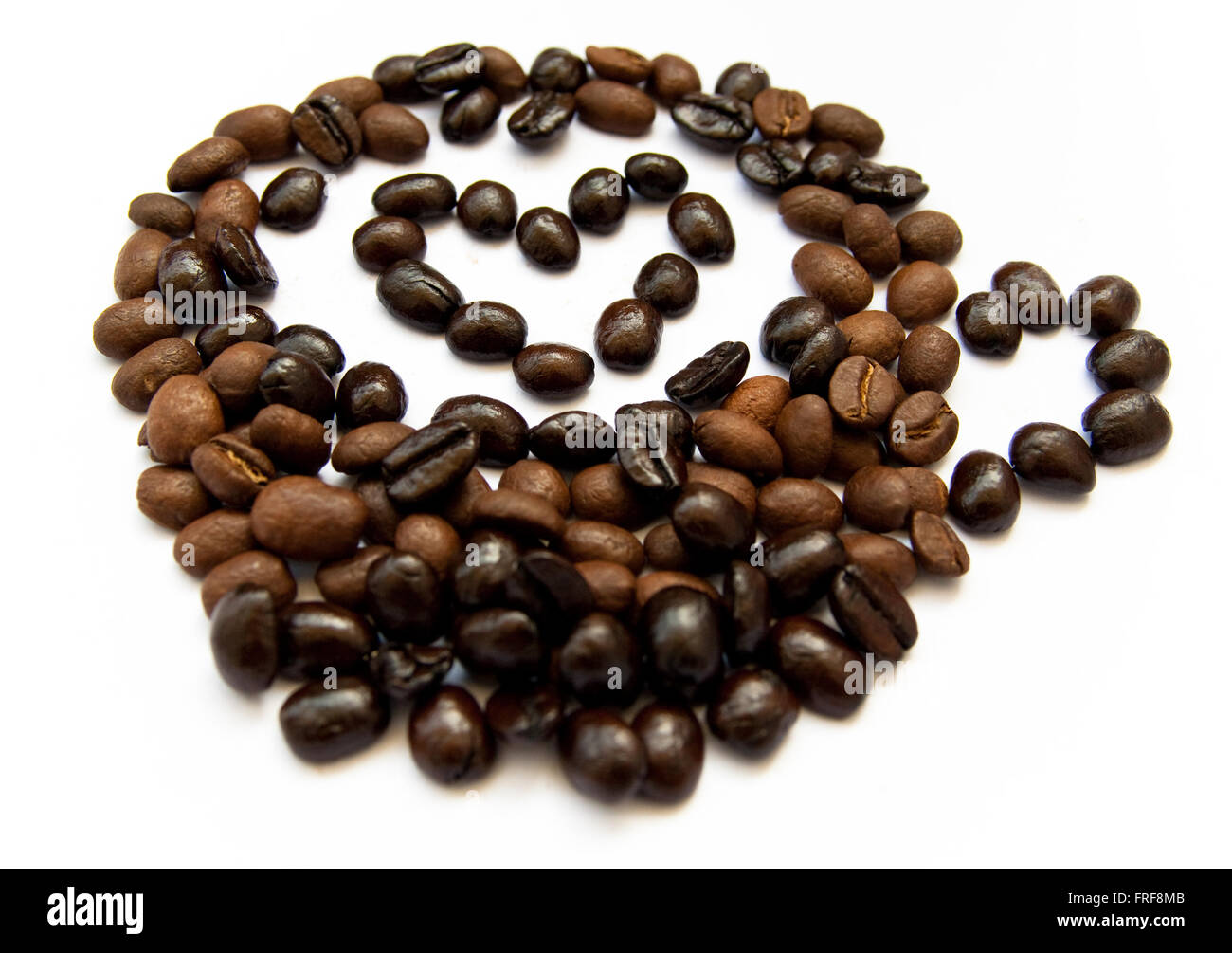 cup of hot coffee made form single coffee beans with heart Stock Photo ...