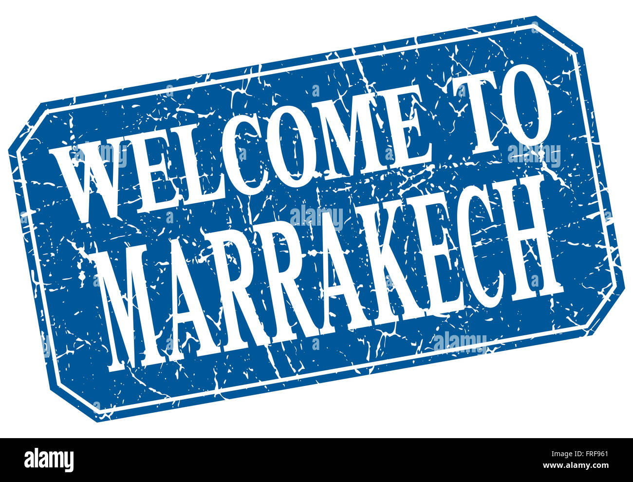 welcome to Marrakech blue square grunge stamp Stock Photo - Alamy