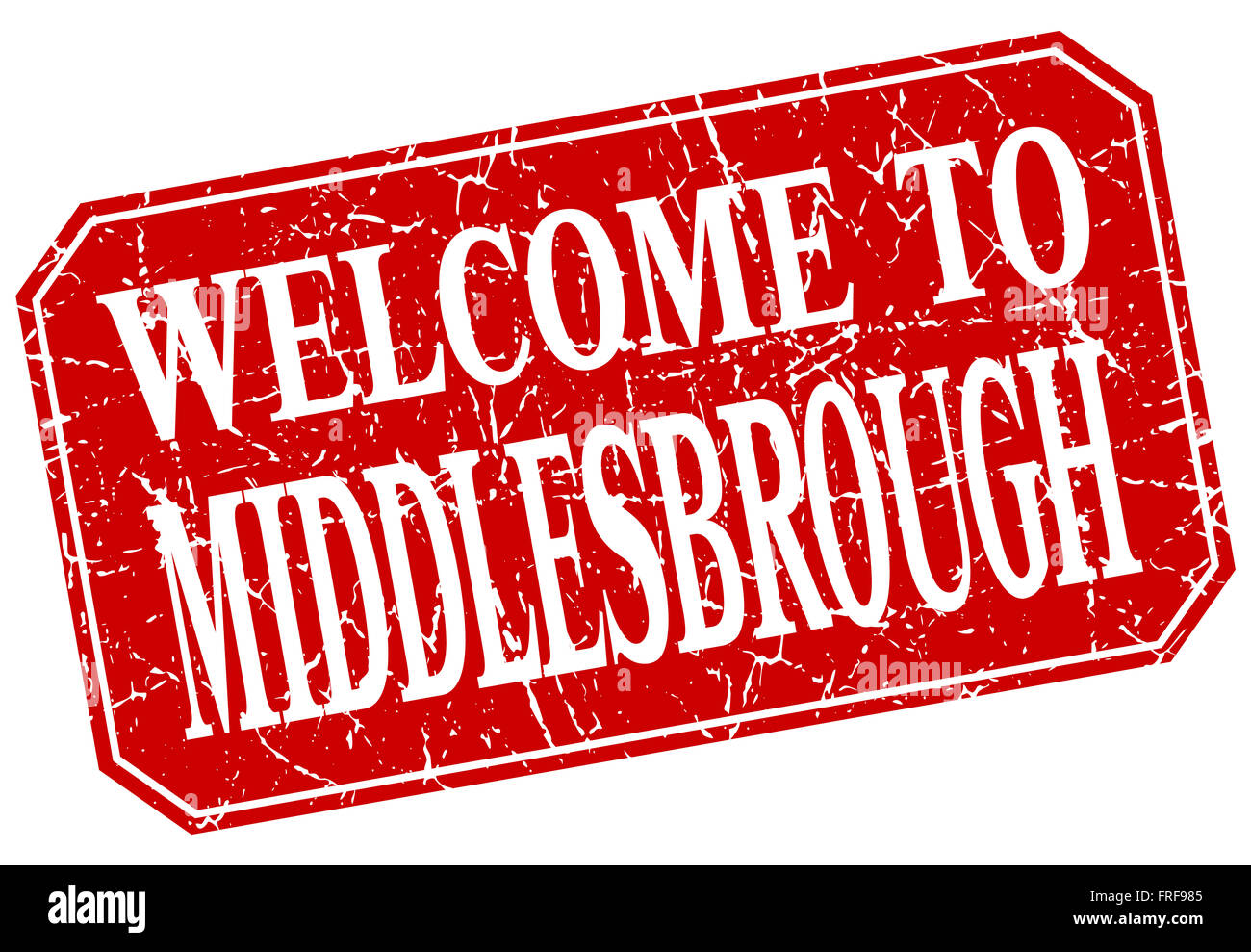 welcome to Middlesbrough red square grunge stamp Stock Photo - Alamy