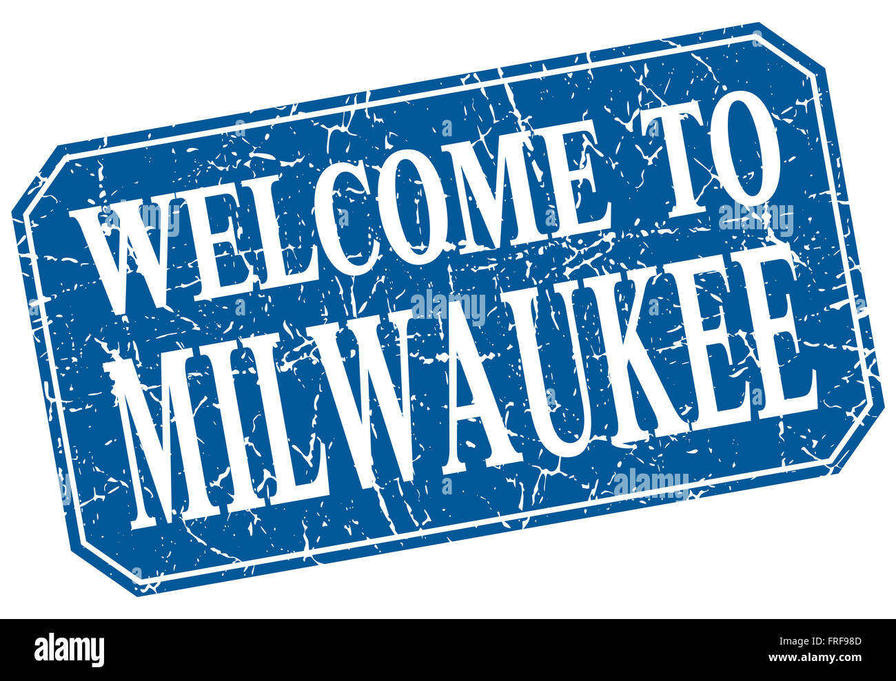 welcome to Milwaukee blue square grunge stamp Stock Photo - Alamy