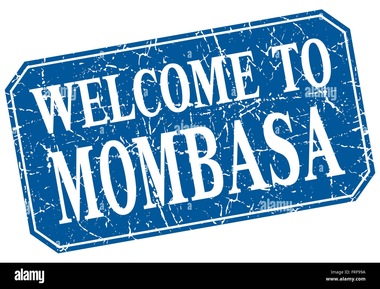 welcome to Mombasa blue square grunge stamp Stock Photo - Alamy