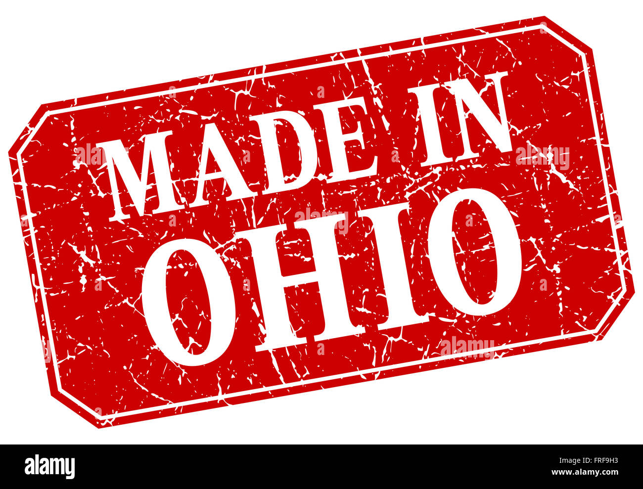 made in Ohio red square grunge stamp Stock Photo - Alamy