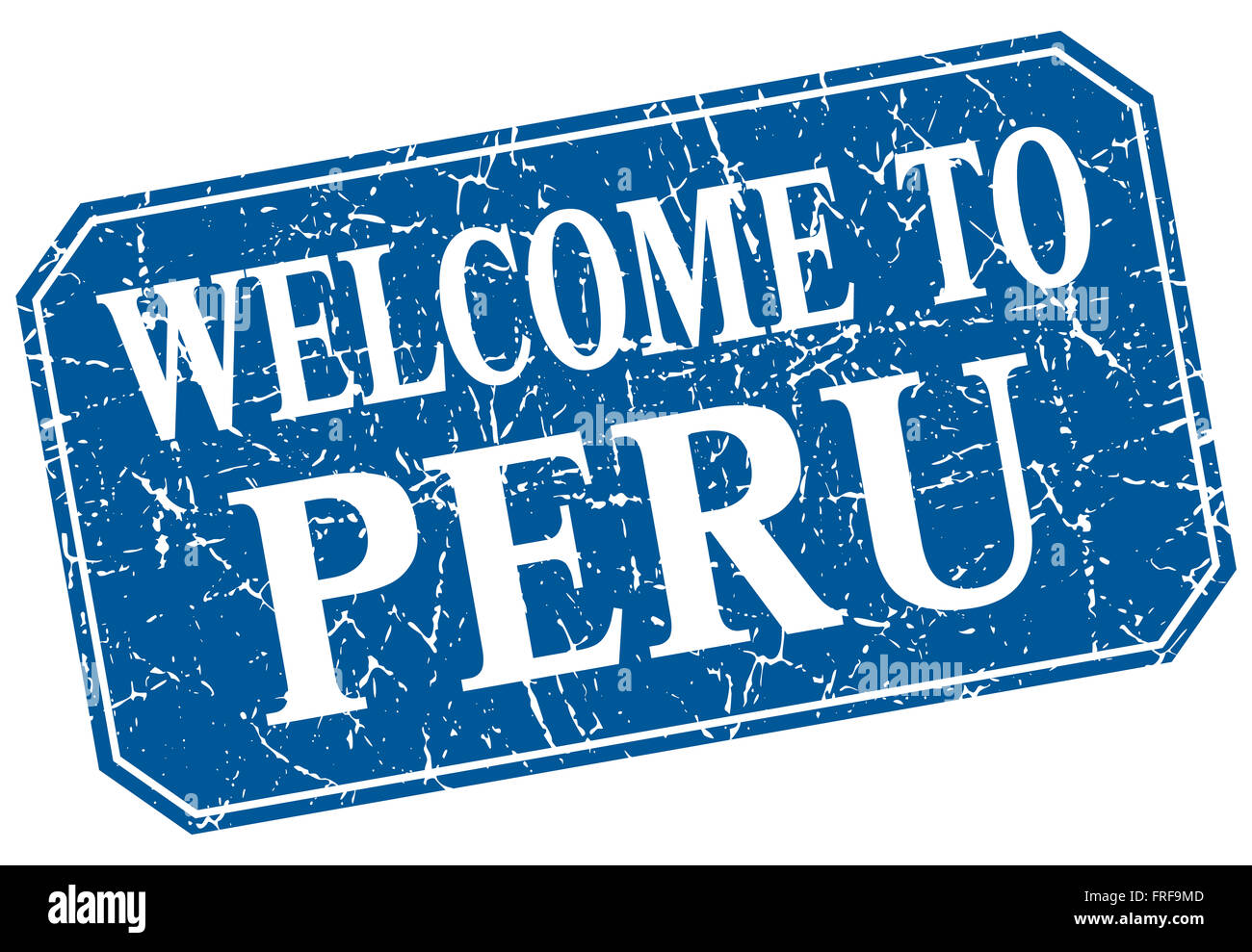 welcome to Peru blue square grunge stamp Stock Photo - Alamy