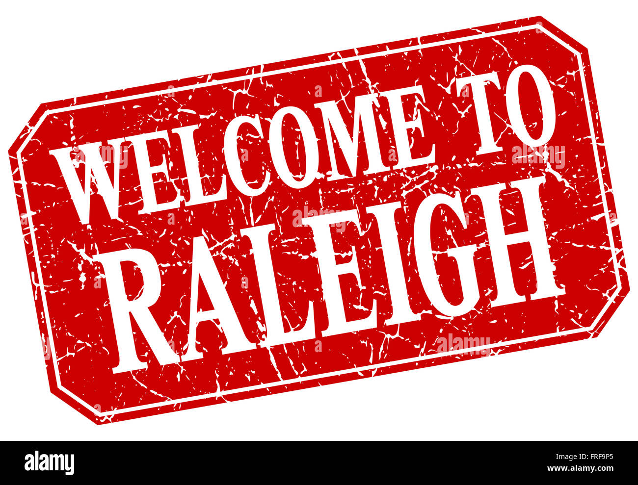 welcome to Raleigh red square grunge stamp Stock Photo - Alamy