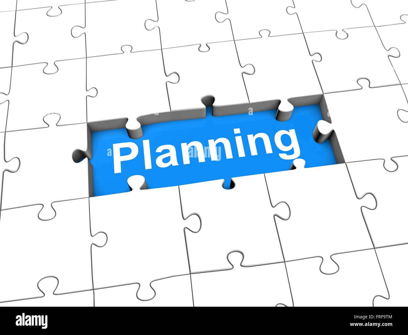 3D render of jigsaw puzzle with word "Planning Stock Photo - Alamy