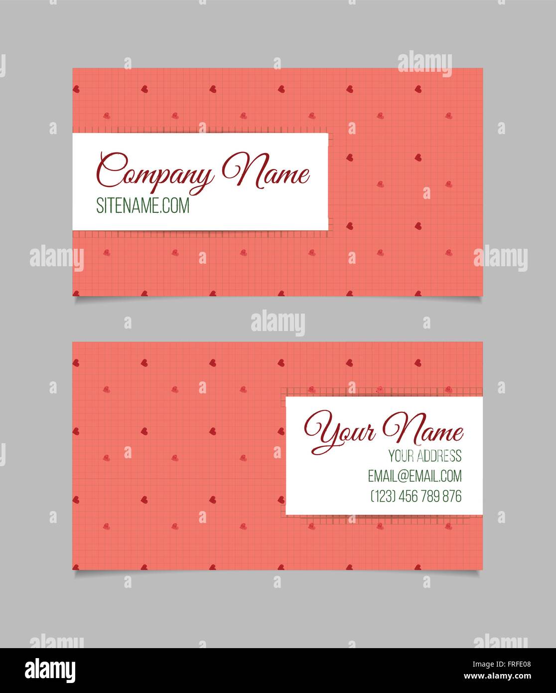 Visiting card with hand drawn hearts Stock Vector Image & Art - Alamy