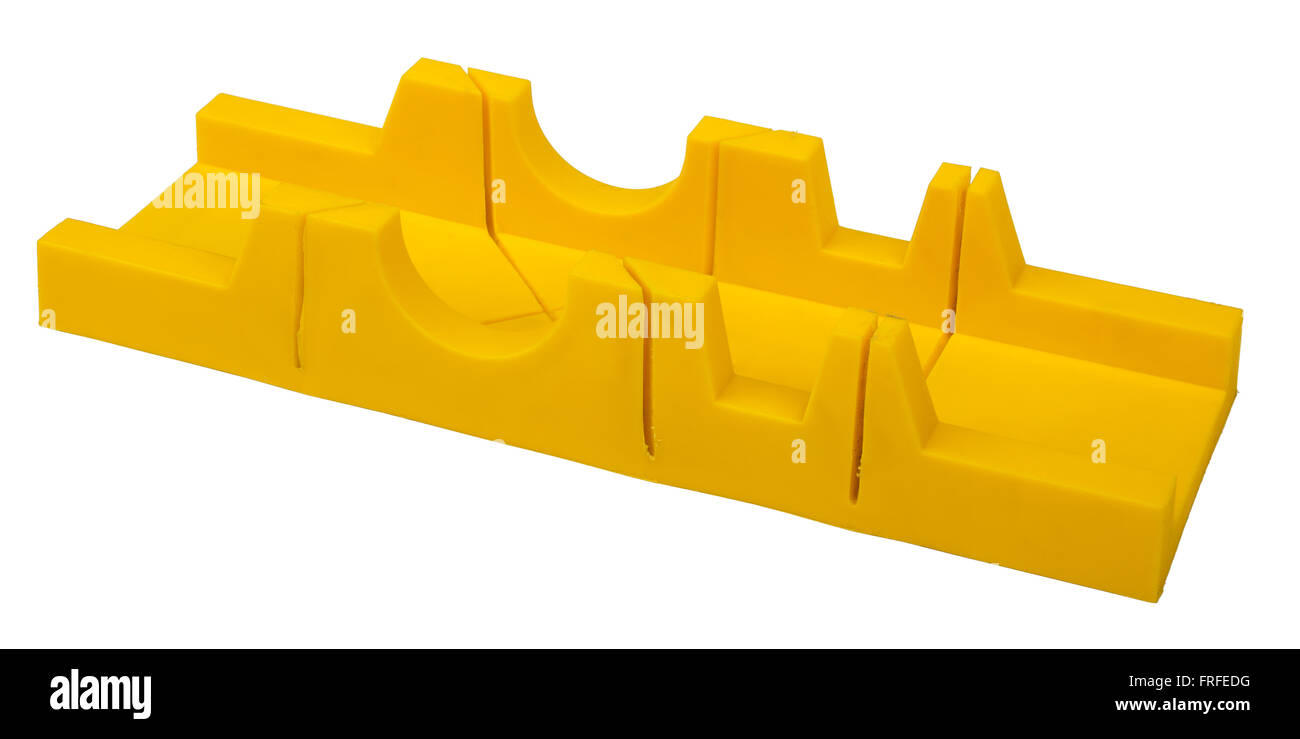 Plastic mitre box on white Stock Photo - Alamy