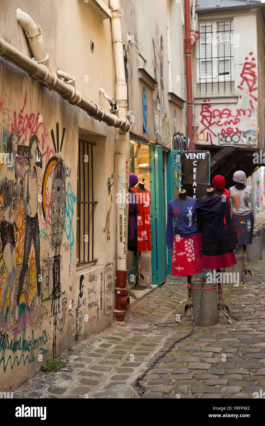 Pop up boutiques in the 3rd arr in Paris France in winter Stock Photo ...