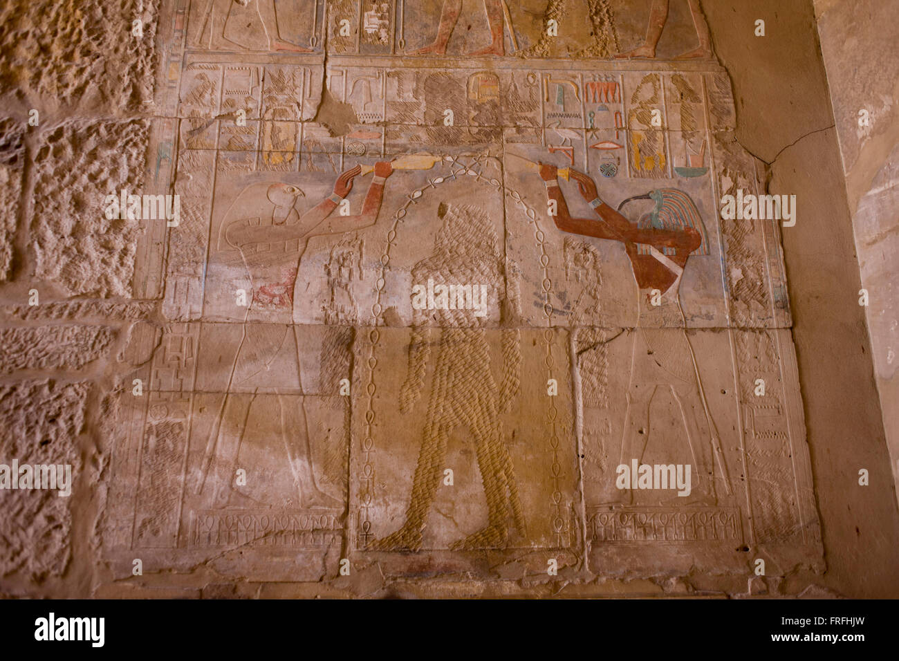 A detail of a defaced Queen Hatshepsut in the temple of Amun at Karnak ...