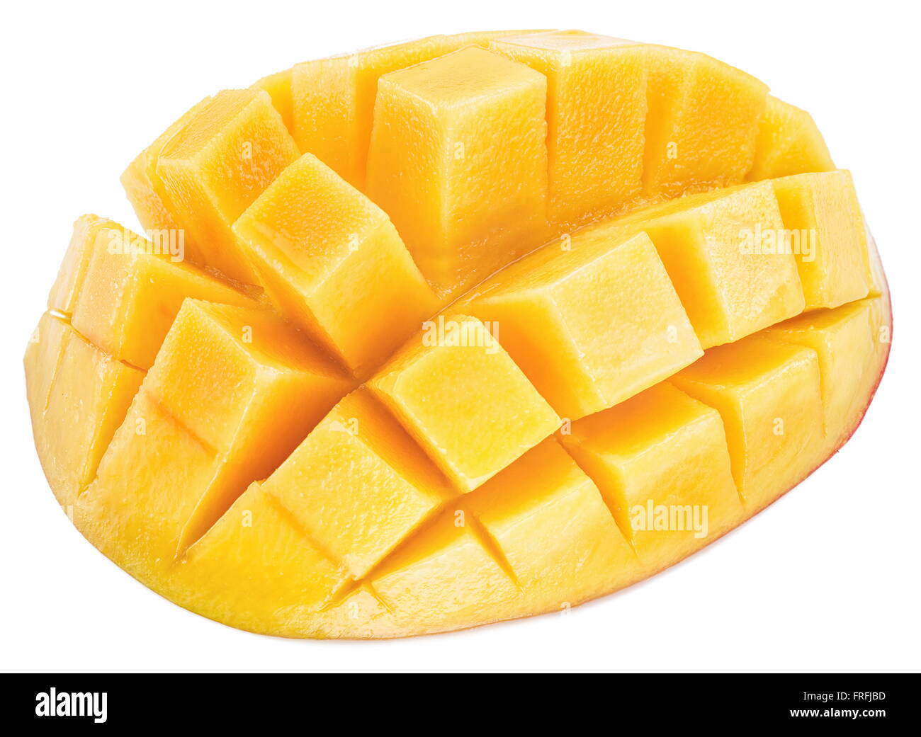 Mango cubes. Isolated on a white background Stock Photo - Alamy