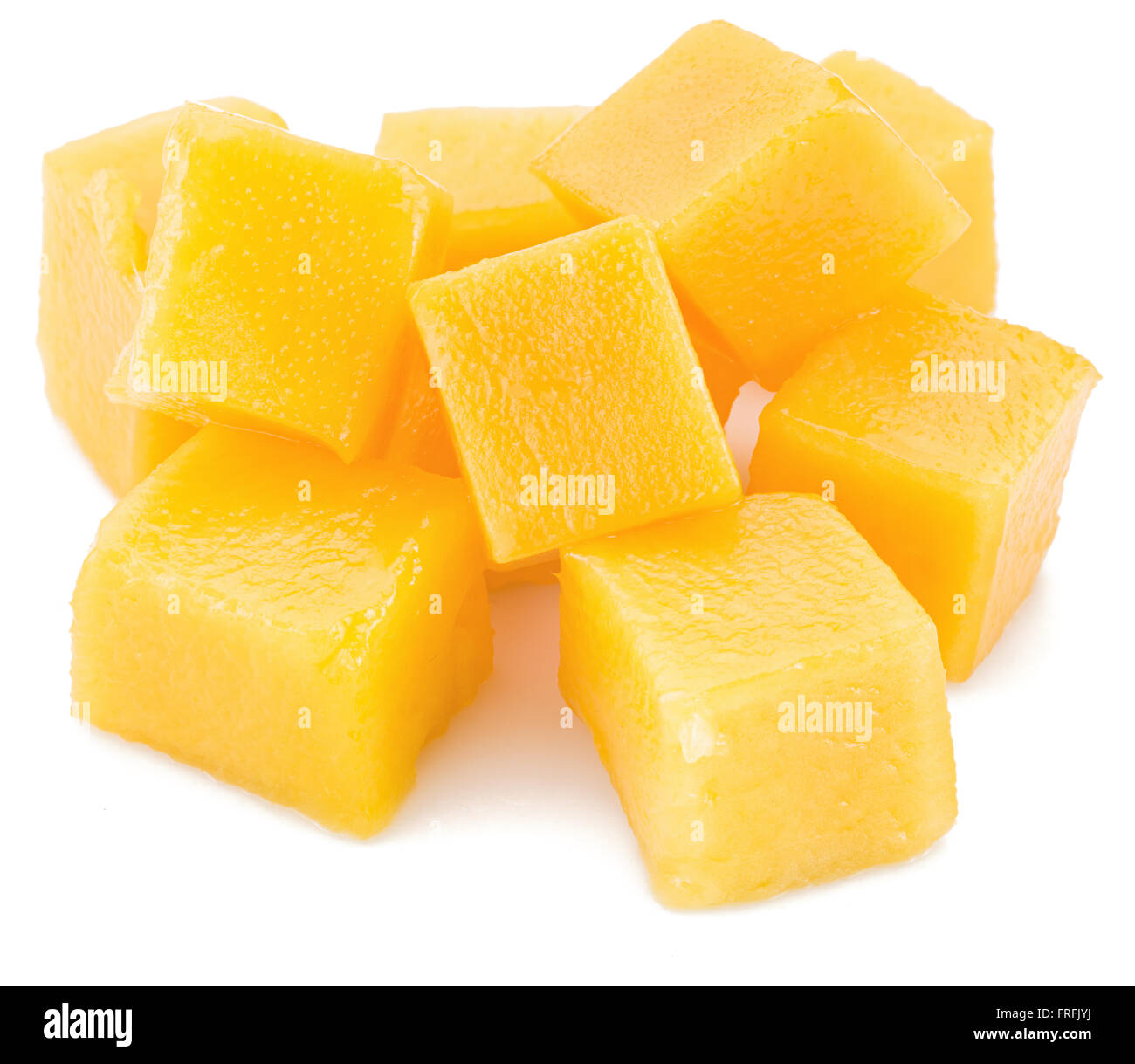 Mango cubes. Isolated on a white background Stock Photo - Alamy
