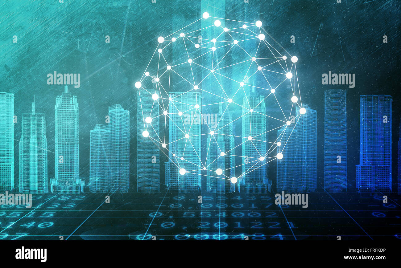 Abstract background with 3d model city Stock Photo - Alamy