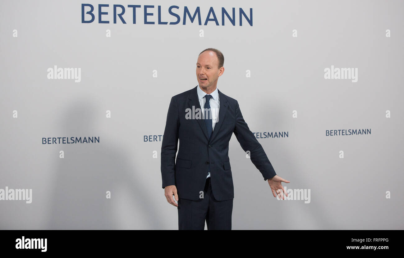 Berlin, Germany. 22nd Mar, 2016. Bertelsmann SE CEO Thomas Rabe poses ...
