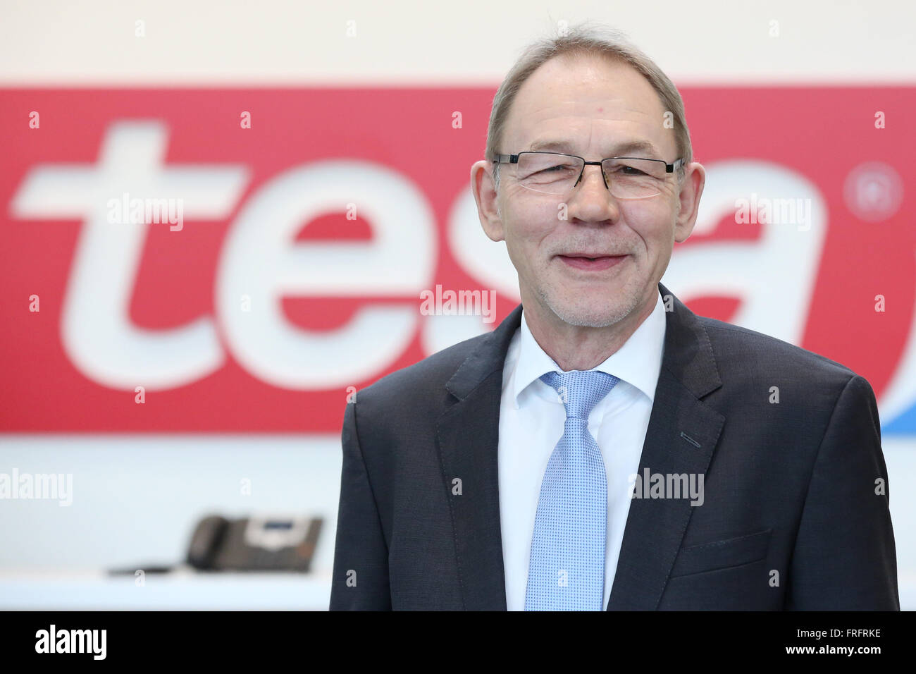 Norderstedt, Germany. 22nd Mar, 2016. Tesa SE CEO Robert Gereke poses ...