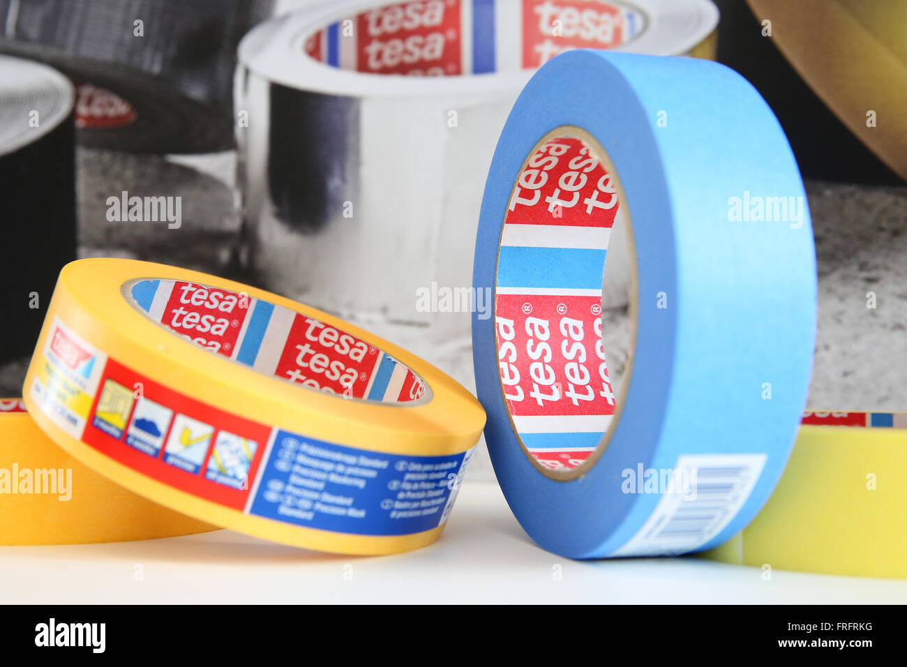 Norderstedt, Germany. 22nd Mar, 2016. Tesa products pictured during a ...