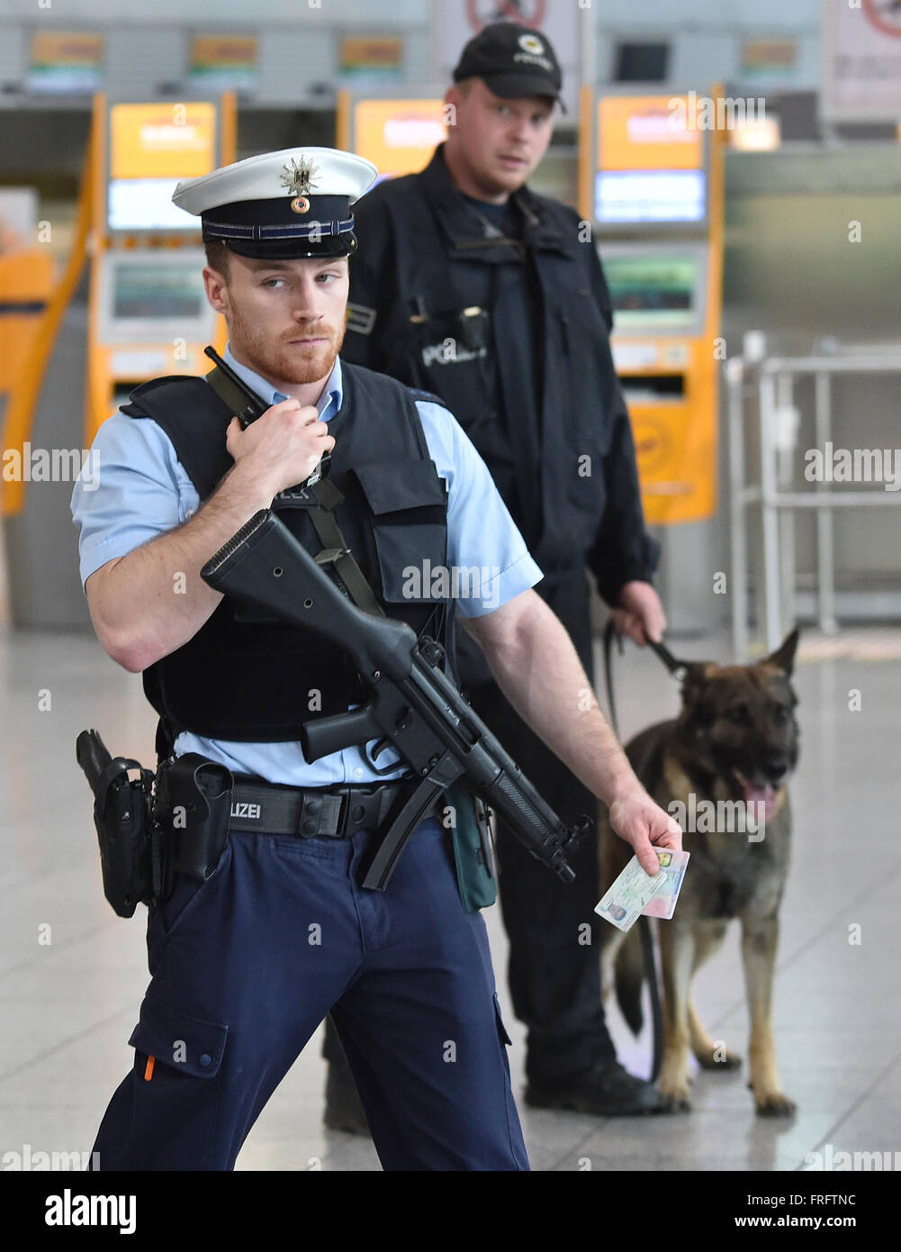 A police officer, a police dog handler and his dog pictured in a ...